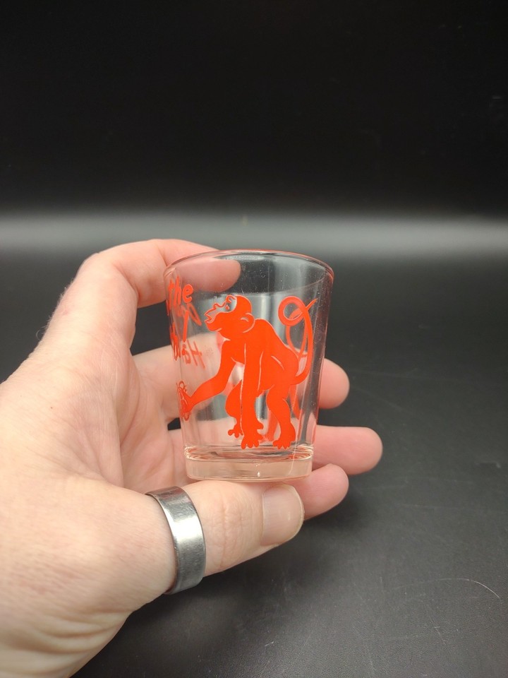 VINTAGE Down The Hatch 1960's Shot Glass Monkeys Drinking | eBay UK