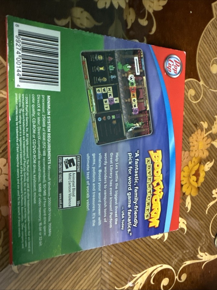 Pop Cap BOOKWORM ADVENTURES Computer Word Game (PC CD-ROM 2006) *READ ...