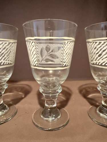 Pfaltzgraff Sierra Ice Tea Goblets Glasses 7" embossed lines plants ...