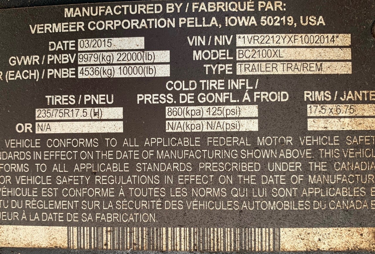 2015 Vermeer BC2100XL w/Wireless Remote Control!!! #4741 | eBay