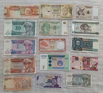 Mixed Lot of 15 Different Foreign PAPER MONEY BANKNOTES WORLD CURRENCY ...