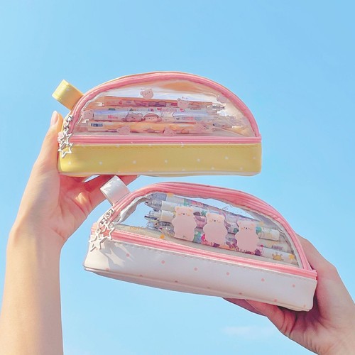 Pencil Case Fashion Double Layer Transparent Pen Bag Student Storage ...