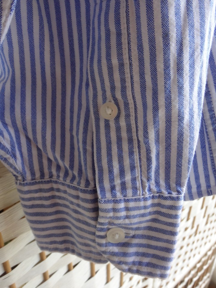 Tu Shirt Mens XL (18") Blue Stripe Long Sleeve Pure Cotton | eBay UK