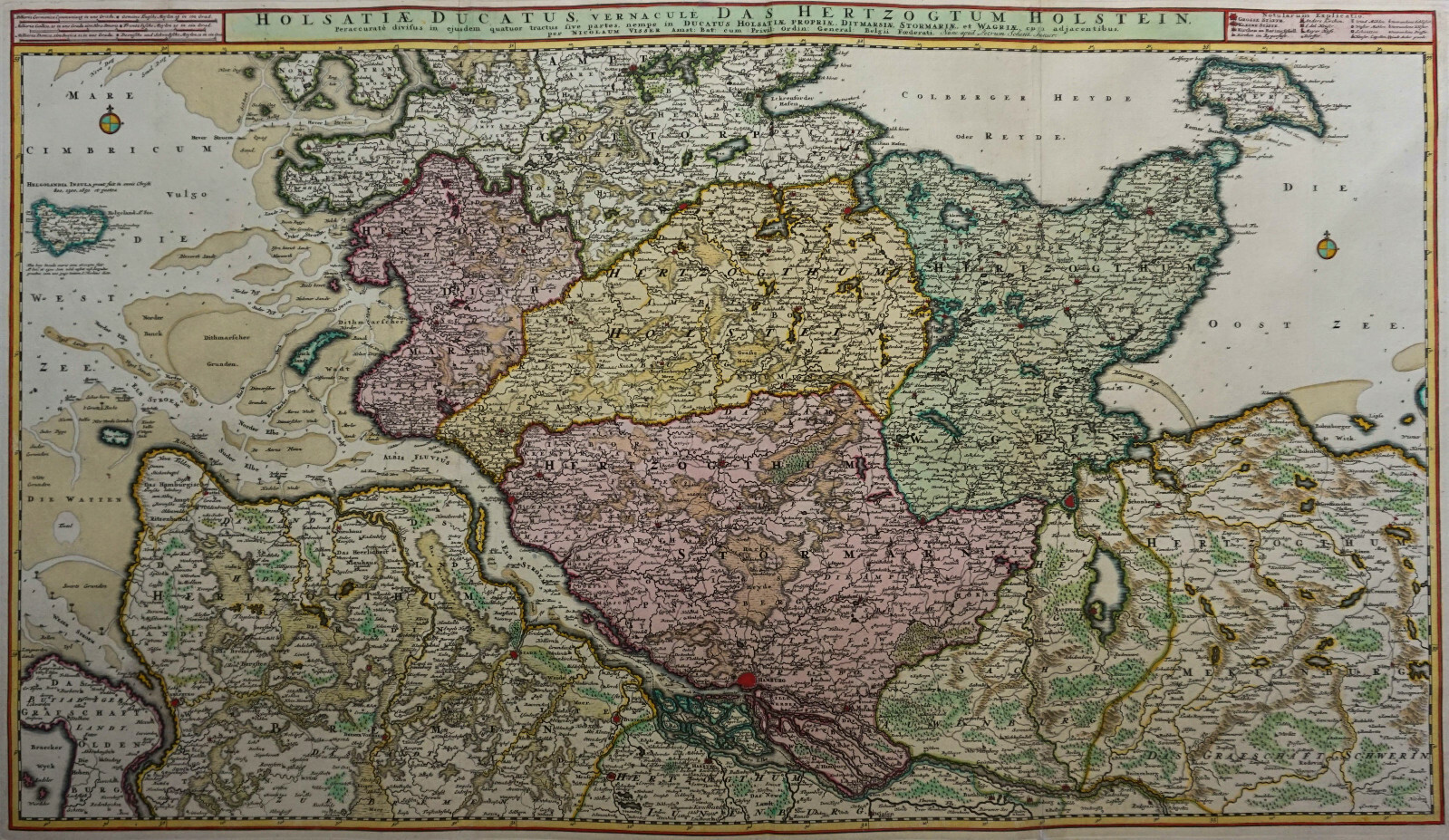 Duchy of Holstein - Large, old-colored map by N. Visscher at Schenk ...