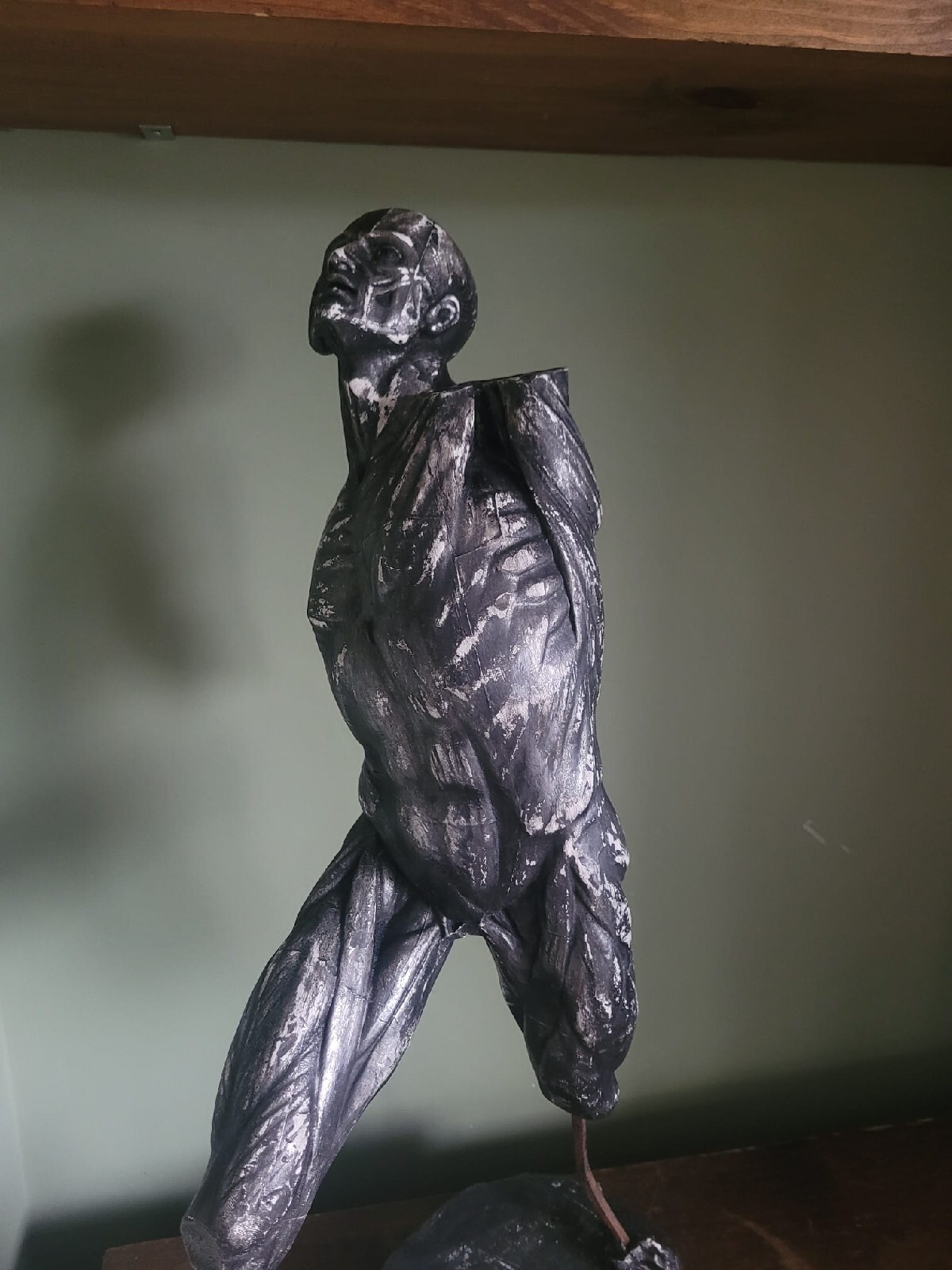 Antique Sculpture Statue Art Ecorche Flayed Man Skull Plaster Model ...