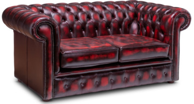 Chesterfield Plus Two Seater Sofa In Antique Oxblood Red | eBay UK