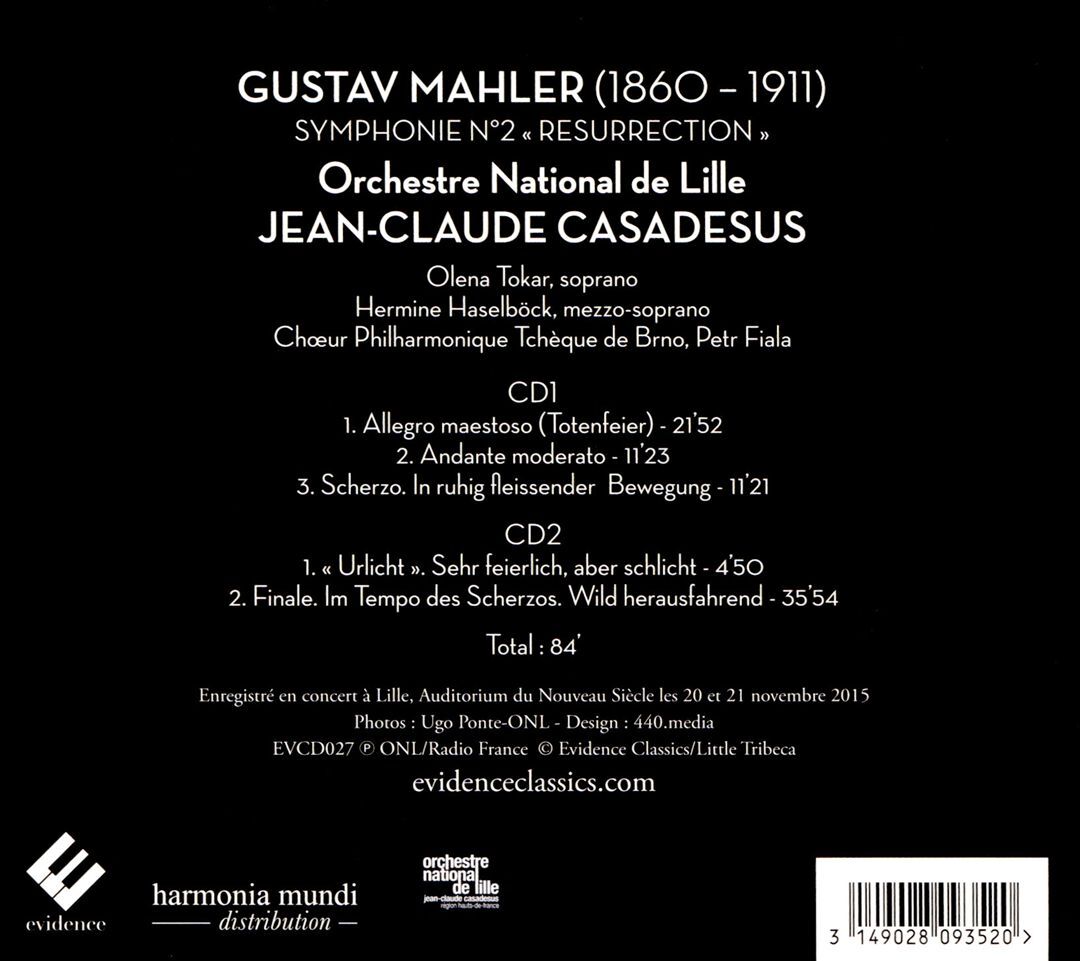 JEAN-CLAUDE CASADESUS / ORCHESTRE NATIONALE DE LILLE MAHLER: SYMPHONIE ...