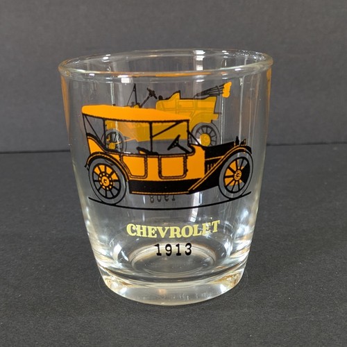 Vtg MCM Hazel Atlas Antique Cars Ford 1908 Chevrolet 1913 Rocks Juice ...