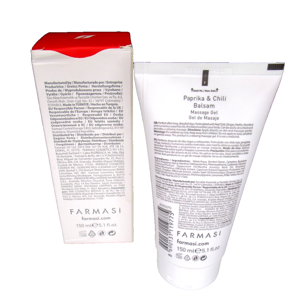 NEW FARMASI~Dr J C Tuna Paprika & Chili Balsam Massage Gel~150mL/5.1 fl ...