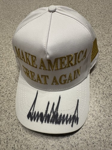 100% Authentic Trump Signed MAGA White and Gold Hat | eBay