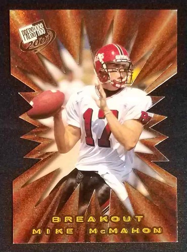 2001 Press Pass #B7 Mike McMahon Breakout Die Cut Insert Rookie Rutgers ...
