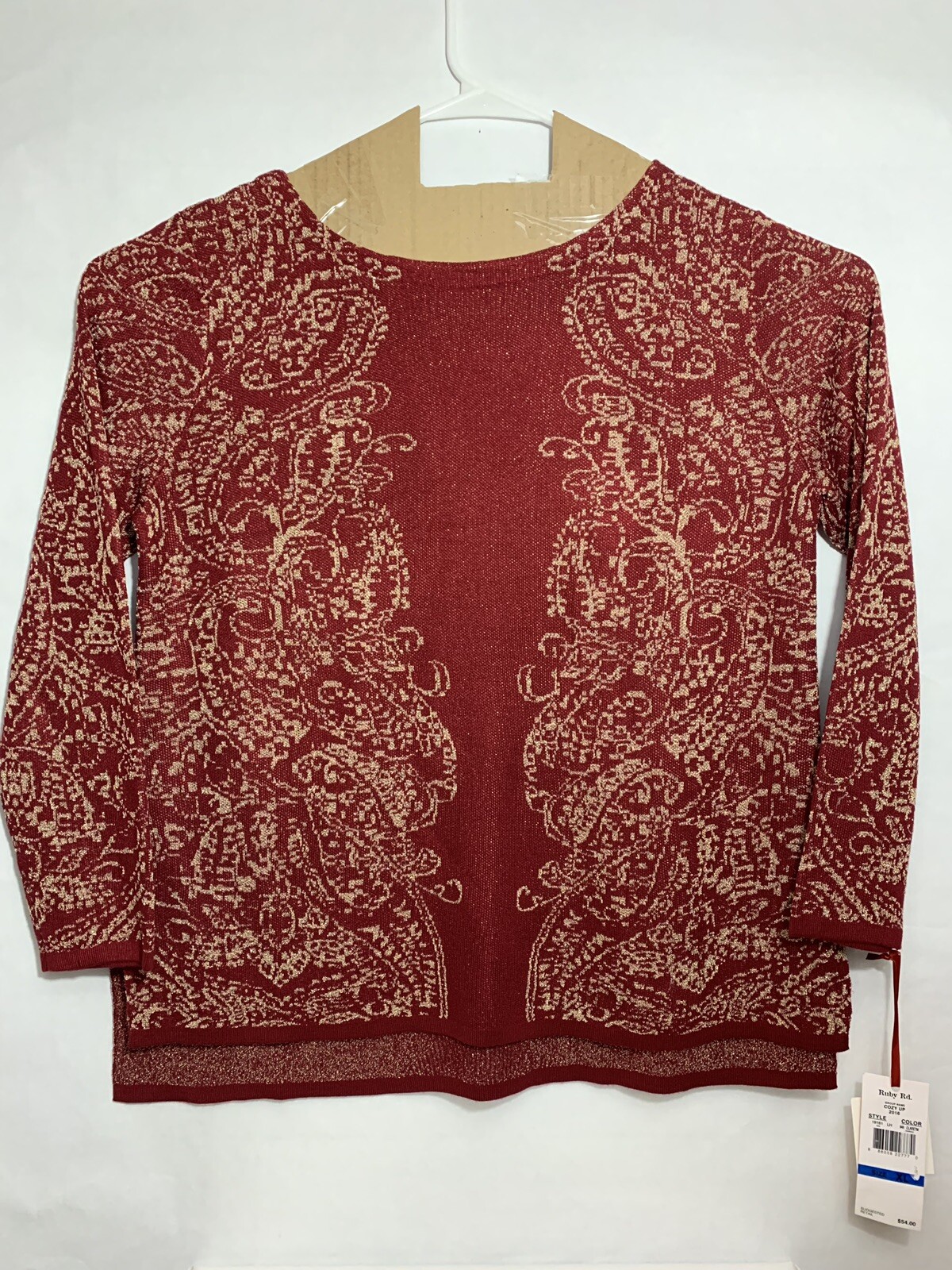Ruby Rd. Cozy Up Womans Sweater Sparkling Claret Gold Size XL New With ...