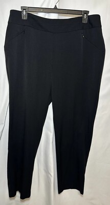 Women's BLACK PANTS SLACKS Size XL SLIM 18WR Pull On Zip Pockets ...