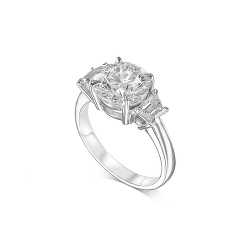 IGI Diamond Engagement Ring VS1 F Round Cut 2.84 Ct Lab-Created CVD Eye ...