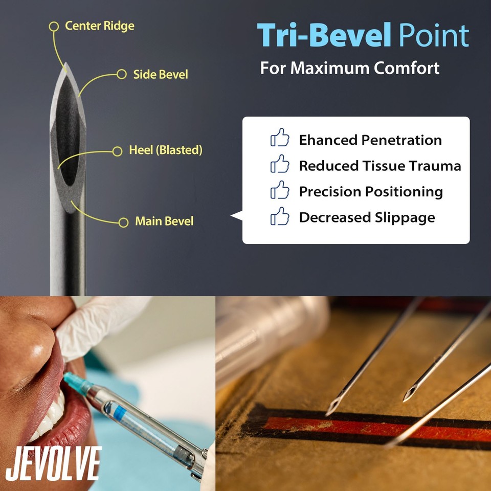 27G, 30G, 30G-XS Dental Plastic Hub Needles Self-Threading Tri-Bevel ...