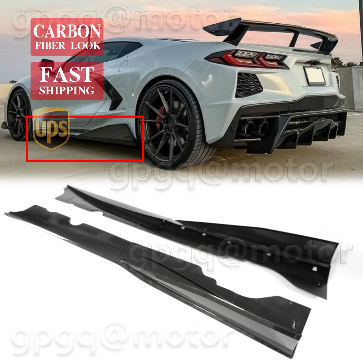 For Corvette C8 Z51 2020-2025 Stage 3 Carbon Fiber Winglet Side Skirts ...