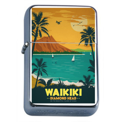 Waikiki Hawaii Em1 Flip Top Oil Lighter Wind Resistant | eBay