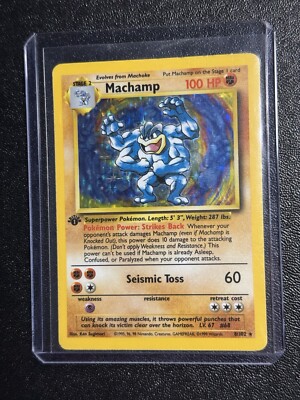 Machamp 8/102 1st Editon Base Set Holo With Swirl Vintage Pokemon TCG ...