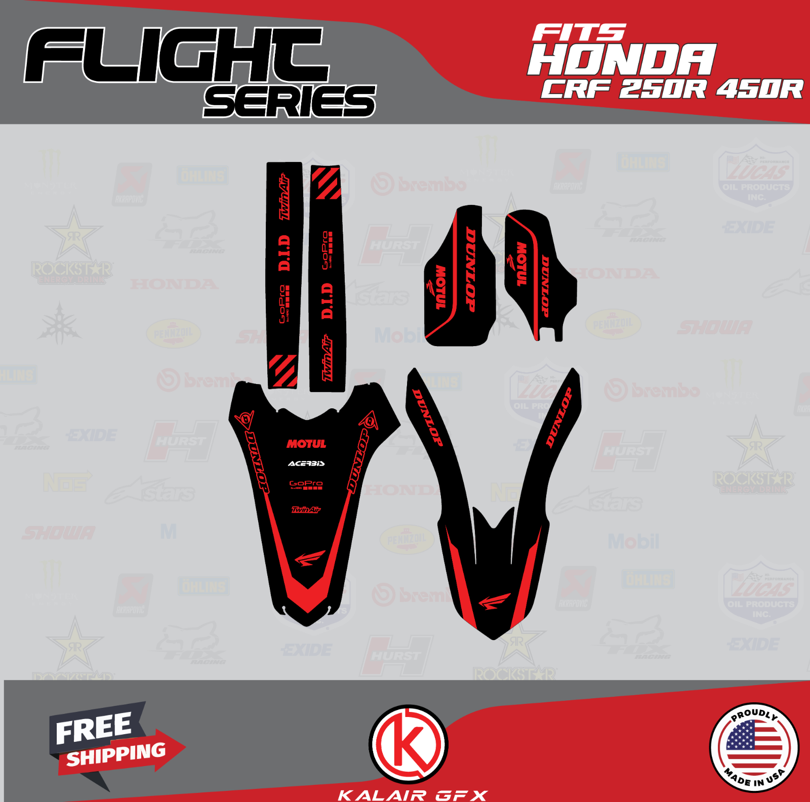 Graphics Kit for Honda CRF250R (2010-2013) & CRF450R (2009-2012) Flight ...
