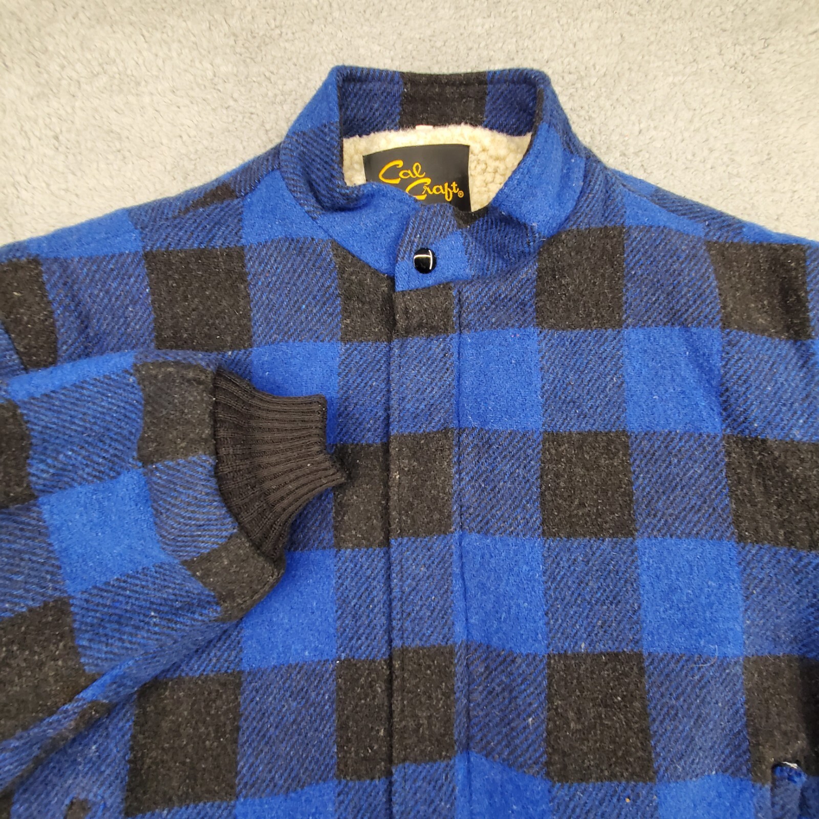 Vintage Cal Craft Mens Coat Large Blue Buffalo Check … - Gem