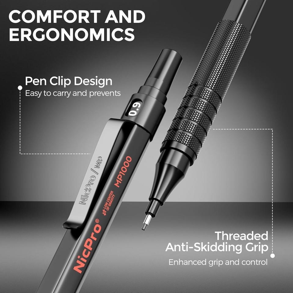 Nicpro 30PCS Black Metal Mechanical Pencil Set in Leather Case, Art ...