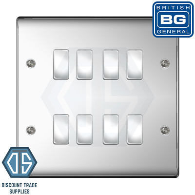 BG Polished Chrome 8 Gang Light Switch 2 Way Custom Grid Switch Mirror ...