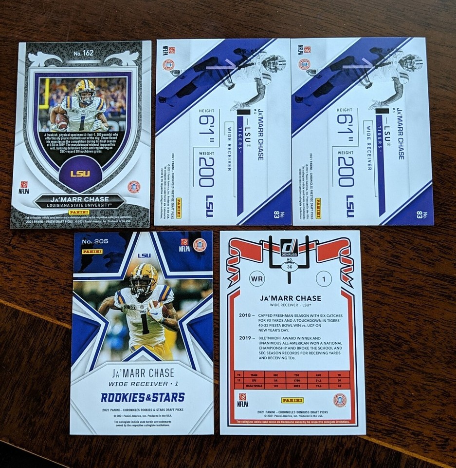 2021 Ja'Marr Chase rookie card rc lot Prizm crusade Prestige pink ...