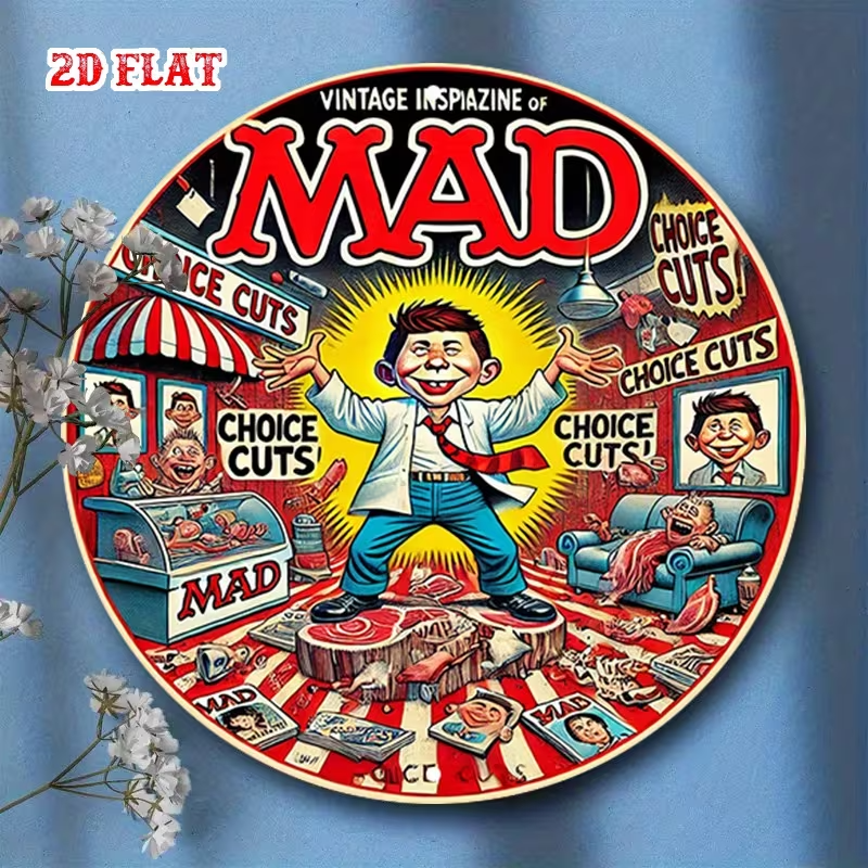 Magazine Aluminum Metal Tin Sign, Cuts Round Aluminum Sign, MAD ...