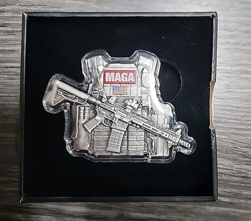 2024 MAGA Bulletproof Vest Shaped 2 oz .999 Silver Bar Medal - Trump ...