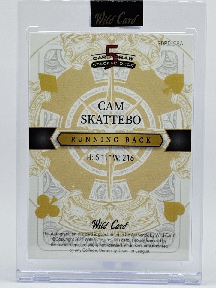 2024 Wild Card 5 Card Draw Cam Skattebo Stacked Deck 1/1 PRC Auto ...