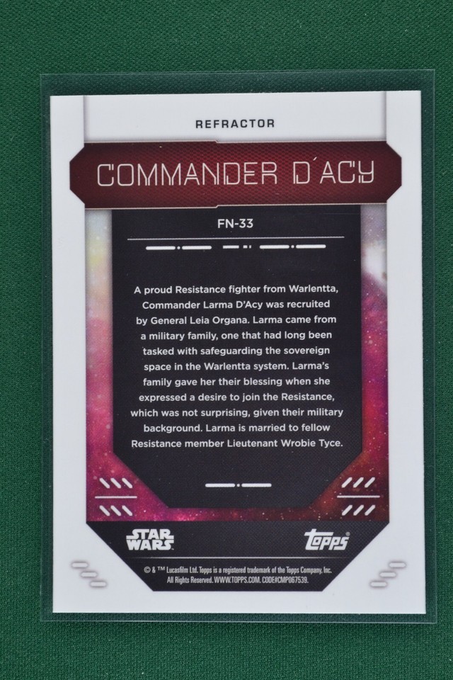 2023 Topps Finest Star Wars Commander D'Acy REFRACTOR #FN-33 | eBay