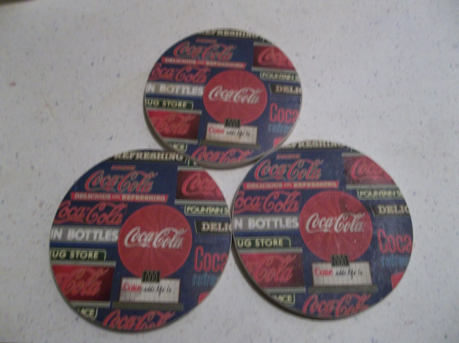 Vintage Set of 3 Coca-Cola Absorbent Stoneware Coasters w/ Cork Back | eBay
