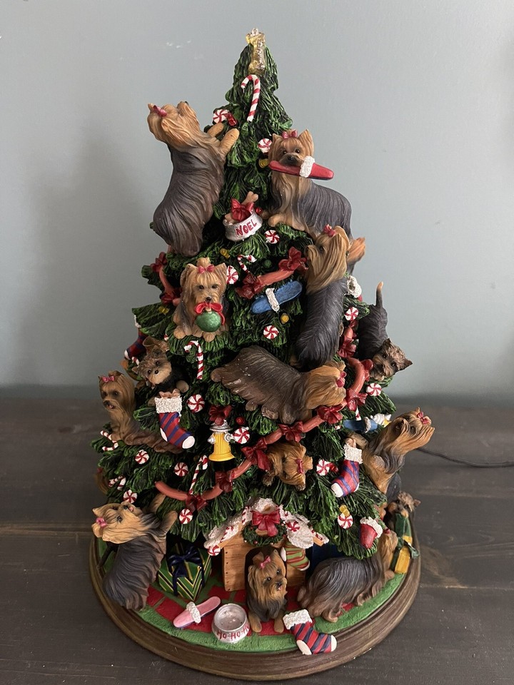 Danbury Mint Yorkie Yorkshire Terrier Dog Christmas Tree Lighted ...