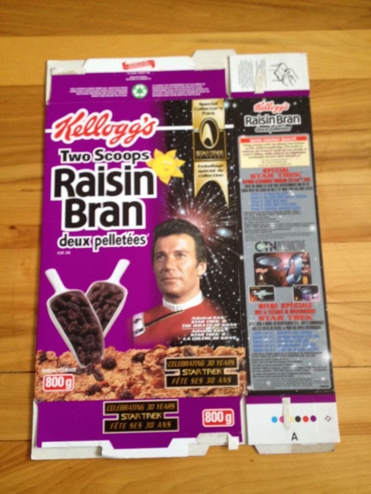 Kellogg's Star Trek 2 Scoops Raisin 800 Gram Cereal Box Cards 1997 ...