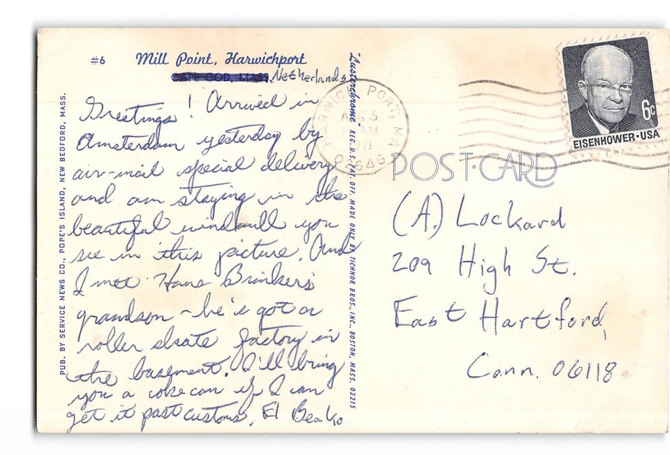 Harwichport Massachusetts MA Postcard 1971 Mill Point | eBay