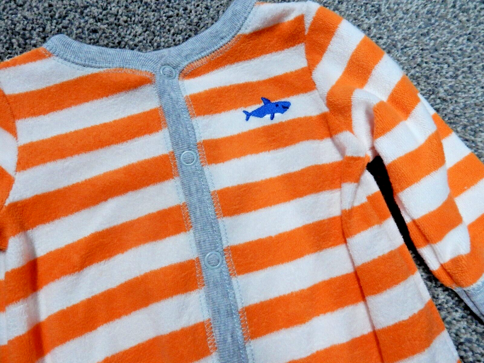 6E NWT 6M 3-6M CARTER'S Terry Cloth Orange Striped SHARK Sleeper Outfit ...