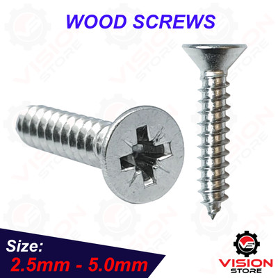 WOOD SCREWS 2.5mm - 5.0mm COUNTERSUNK POZI CHIPBOARD MULTIPURPOSE SELF ...