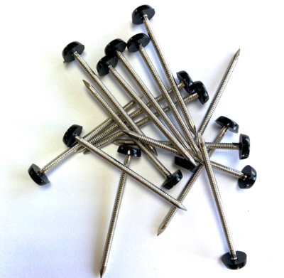 20 x 65mm Black UPVC Plastic Headed Pins Nails Poly Top A4 Stainless ...