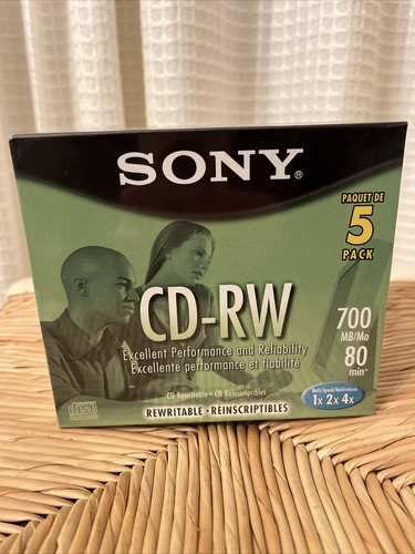 Sony CD-RW 700 MB 80 min 5-Pack Rewritable Blank CDs Brand New Factory ...
