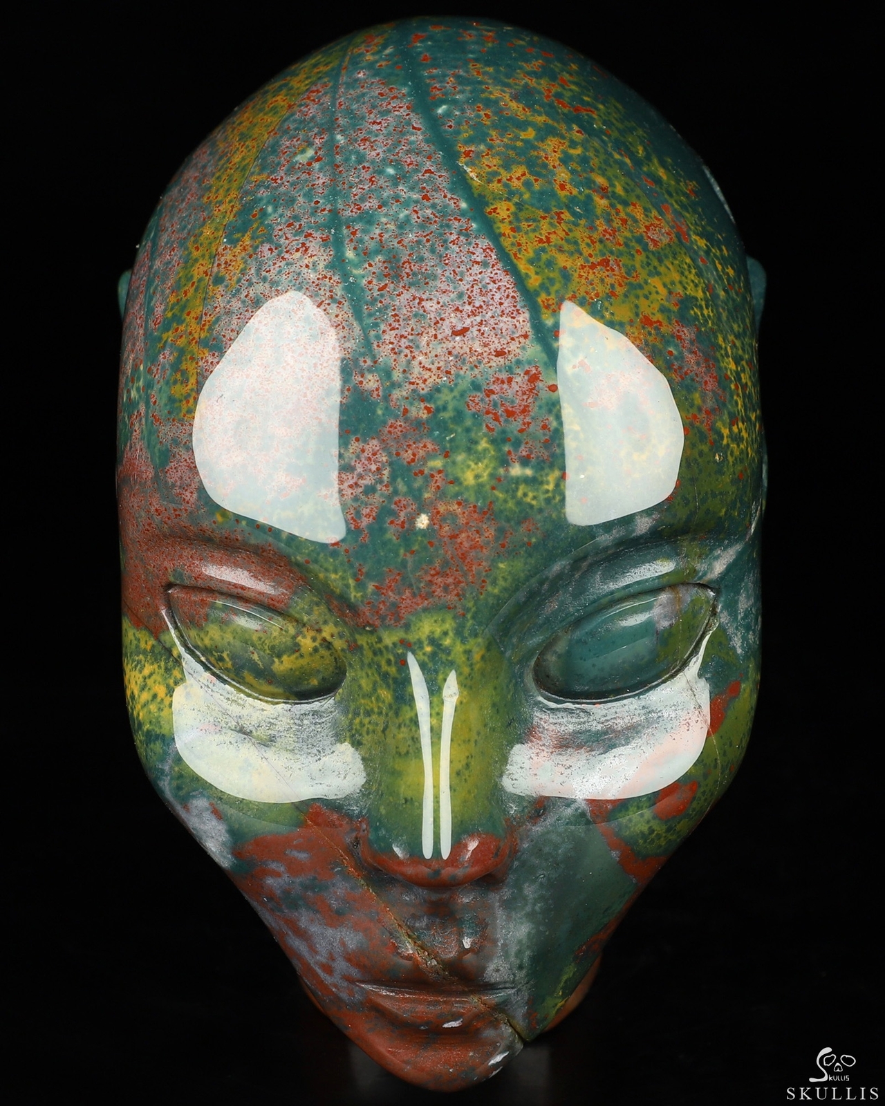 4.1" Bloodstone Hand Carved Fairy Elf Alien Crystal Skull Companion ...