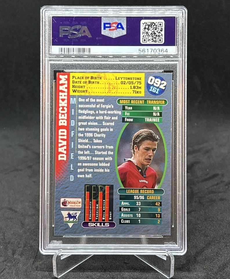 DAVID BECKHAM 1996-97 Merlin Premier Gold Soccer Rookie RC Card #92 ...