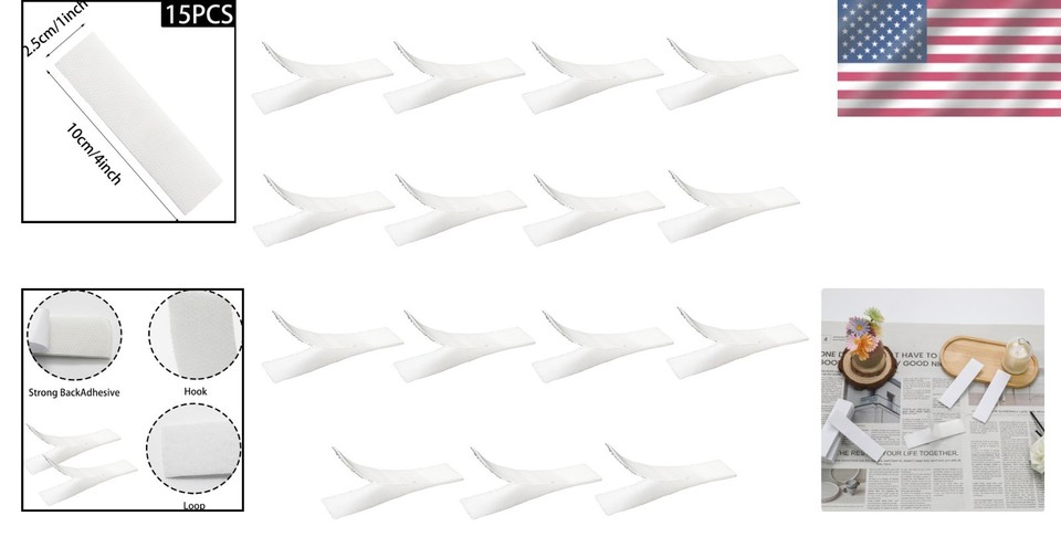 15 Sets White Double-Sided Hook and Loop Tape Strips for Crafting ...