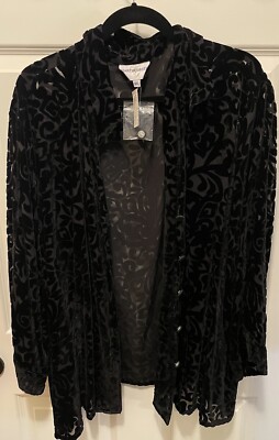 Harper Greer Lucy Black Velvet Button Up - XXL - NWT $159 - Silk Mix | eBay