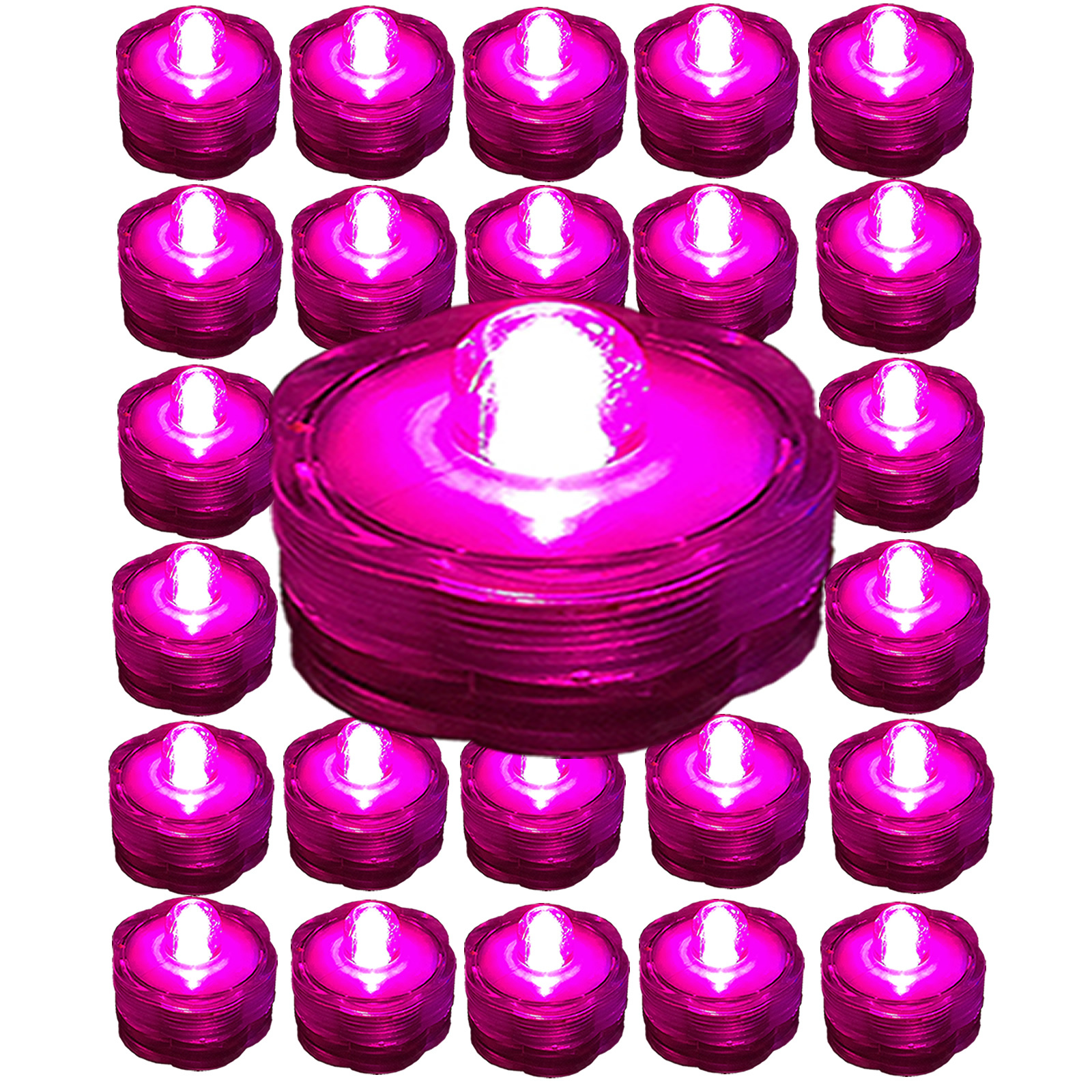 24 Pack PINK Submersible Waterproof Underwater Battery LED Tea Light ...
