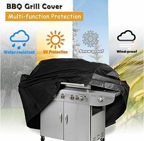 BBQ Waterproof Bar B Q Grill Cover 124cm x 73cm x 91cm, Black ...