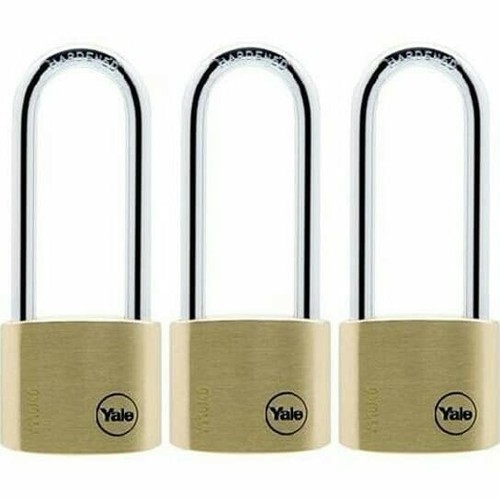 Yale 40mm x3 brass padlocks 63mm shackle Y110/40/163/3 | eBay Australia