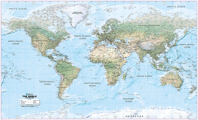 Large World Physical Wall Map 1:20m, Detailed Map of Earths Physical ...