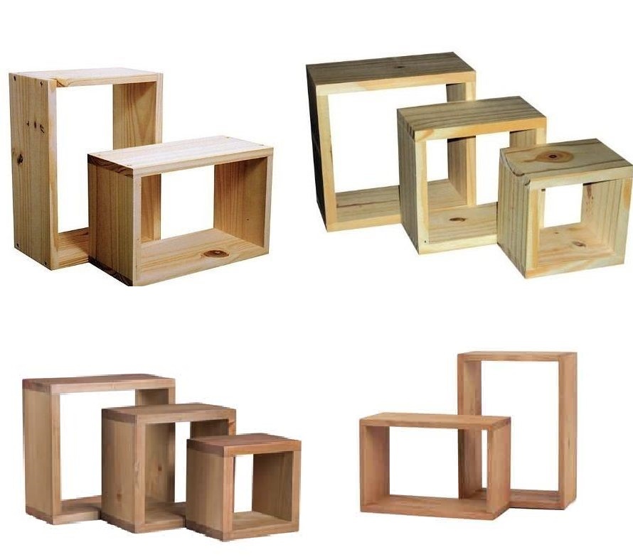 Wooden Wall Cube Cubes Shelf Storage Book Case Unit Wood CD Storage ...