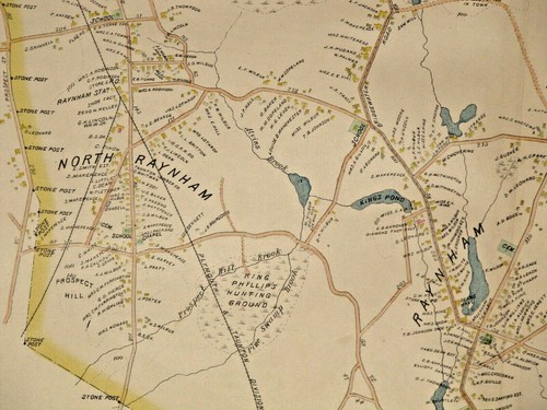 1895 RAYNHAM, MA., MAP REMOVED FROM THE EVERTS & RICHARDS ATLAS OF 1895 ...