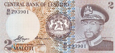 2 Maloti CIR Banknote. single 2 Maloti bill. Lesotho 2 Maloti ...
